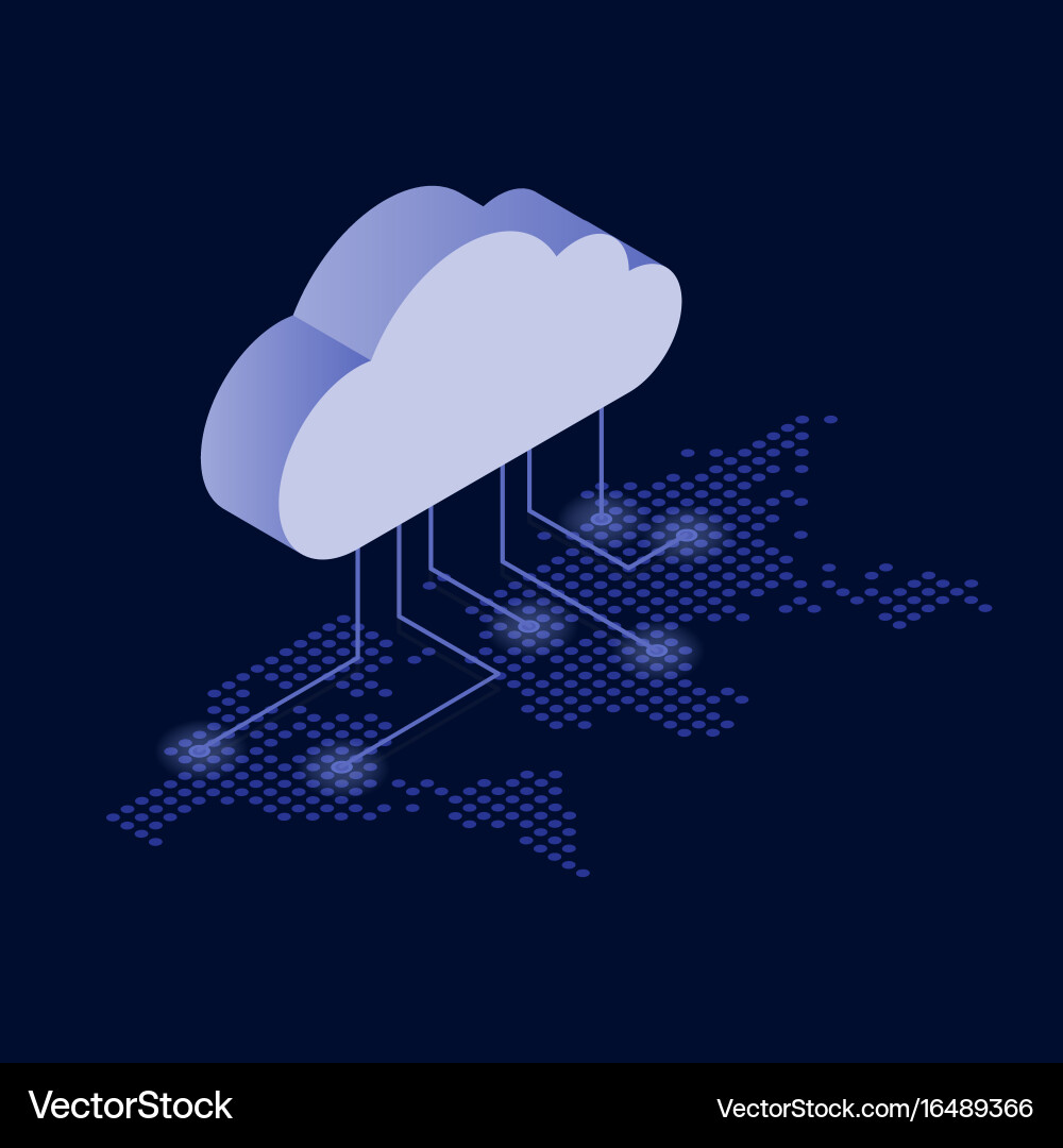 World map and cloud logo Royalty Free Vector Image