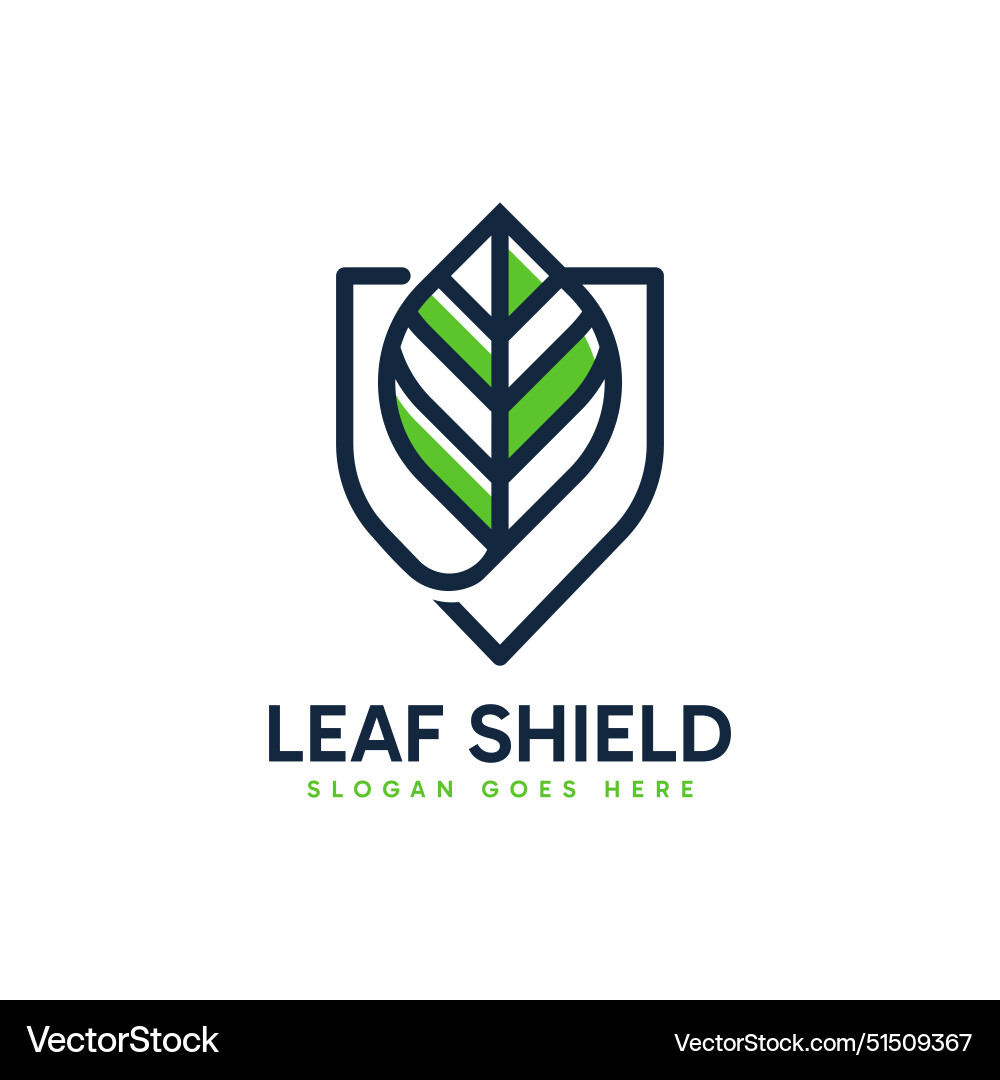 Green leaf and shield combination logo design Vector Image