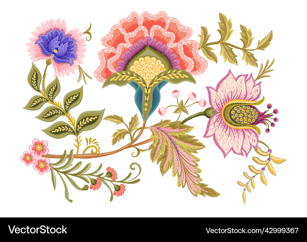 Jacobean Floral Embroidery Royalty Free Vector Image