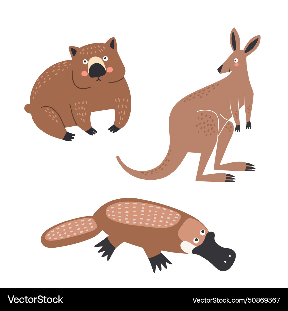 Set of australian animals Royalty Free Vector Image