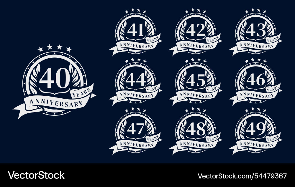 Set of silver anniversary celebration logo Vector Image