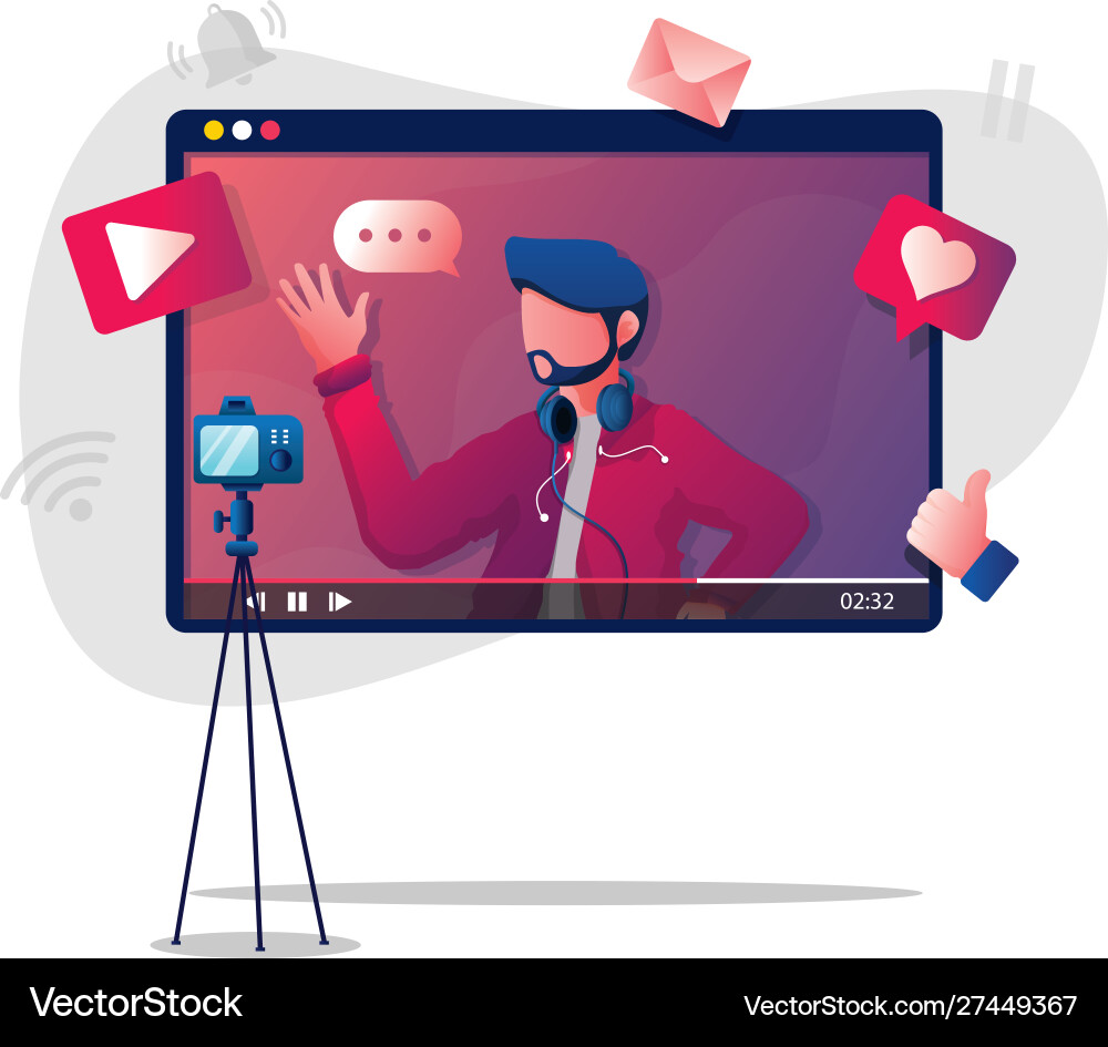 Vlogging man Royalty Free Vector Image - VectorStock