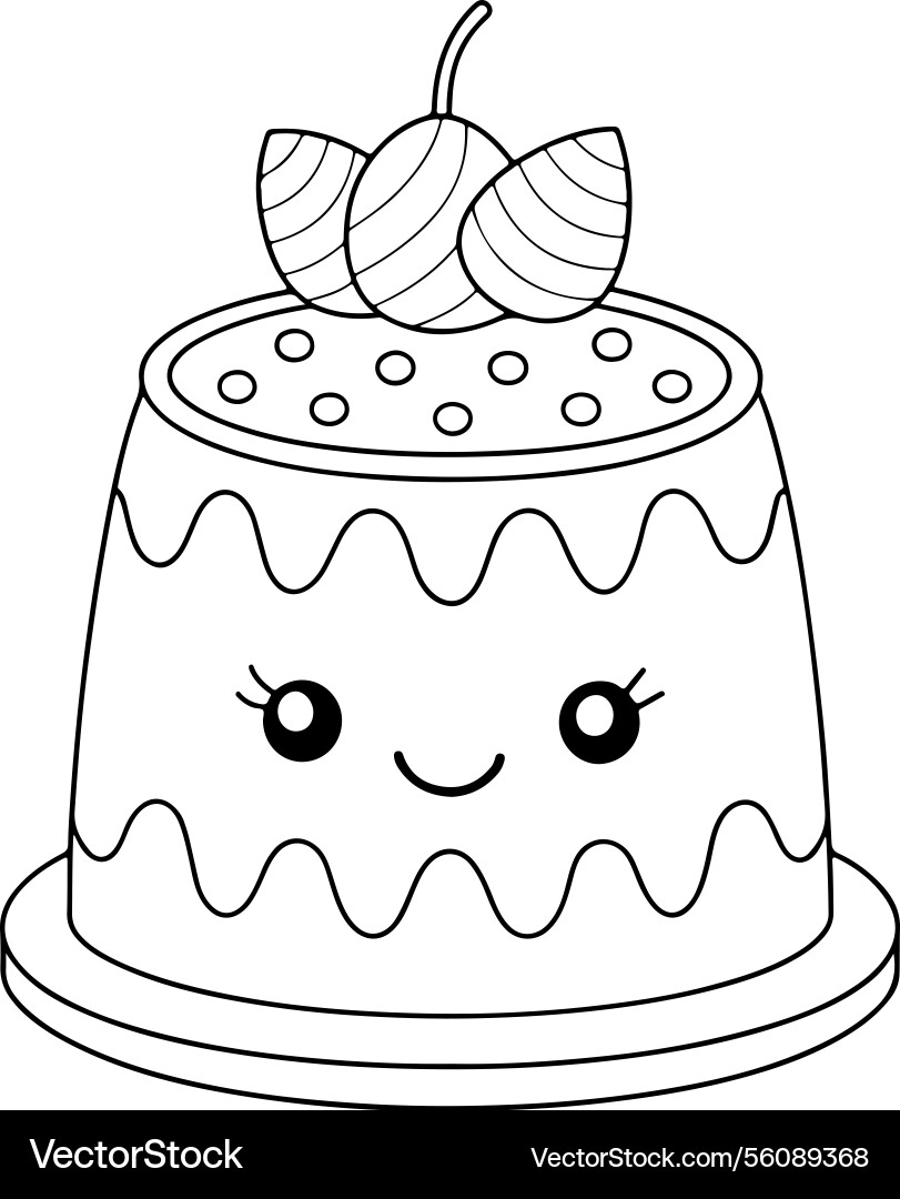 A cheerful pudding dessert with happy face Vector Image