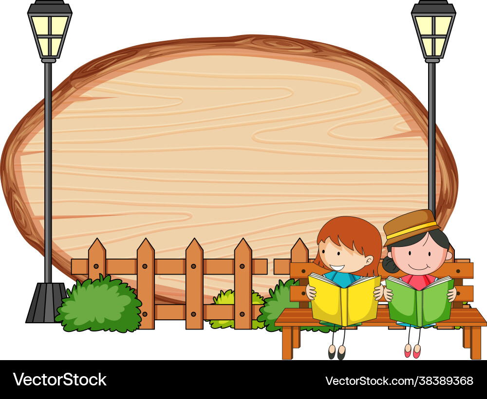 Blank wooden board in oval shape with kids doodle Vector Image