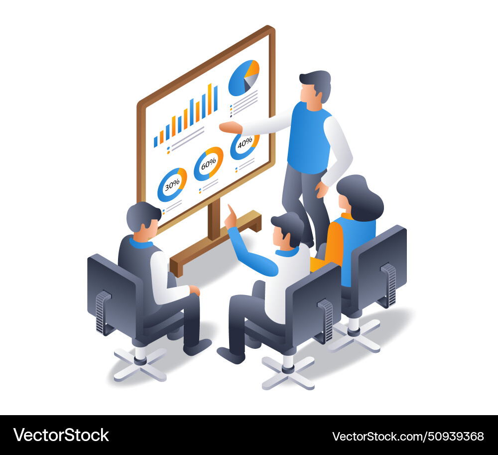 Boss is presenting business analysis flat Vector Image