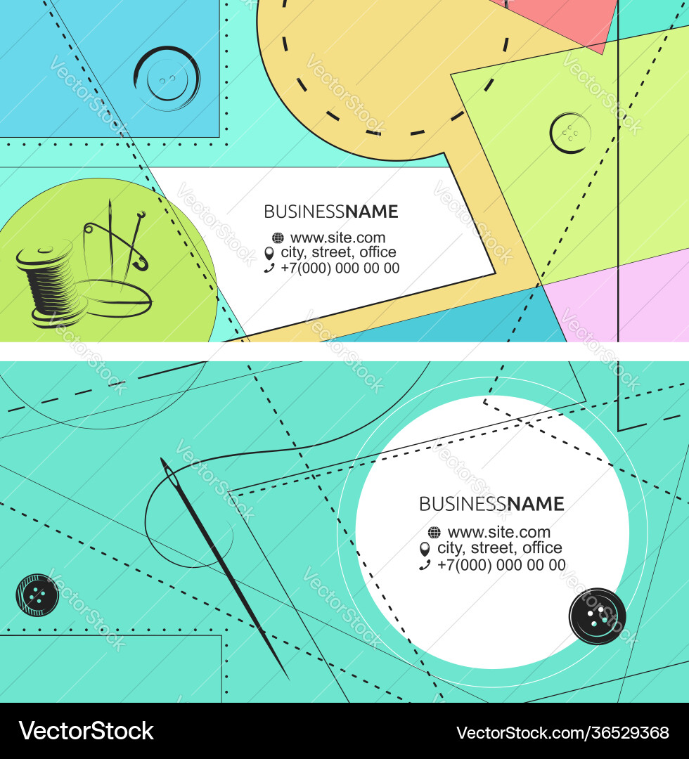 Business card pattern needle and thread concept Vector Image
