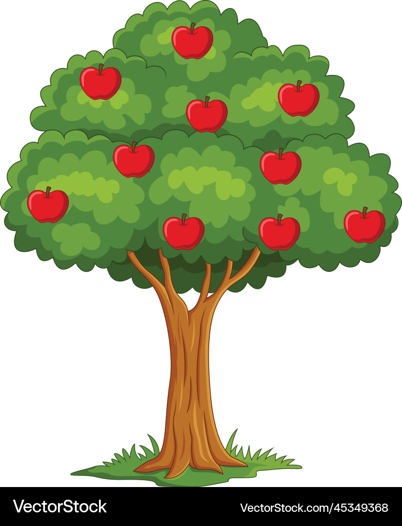 Cartoon Apple Tree on White Background Royalty Free Vector