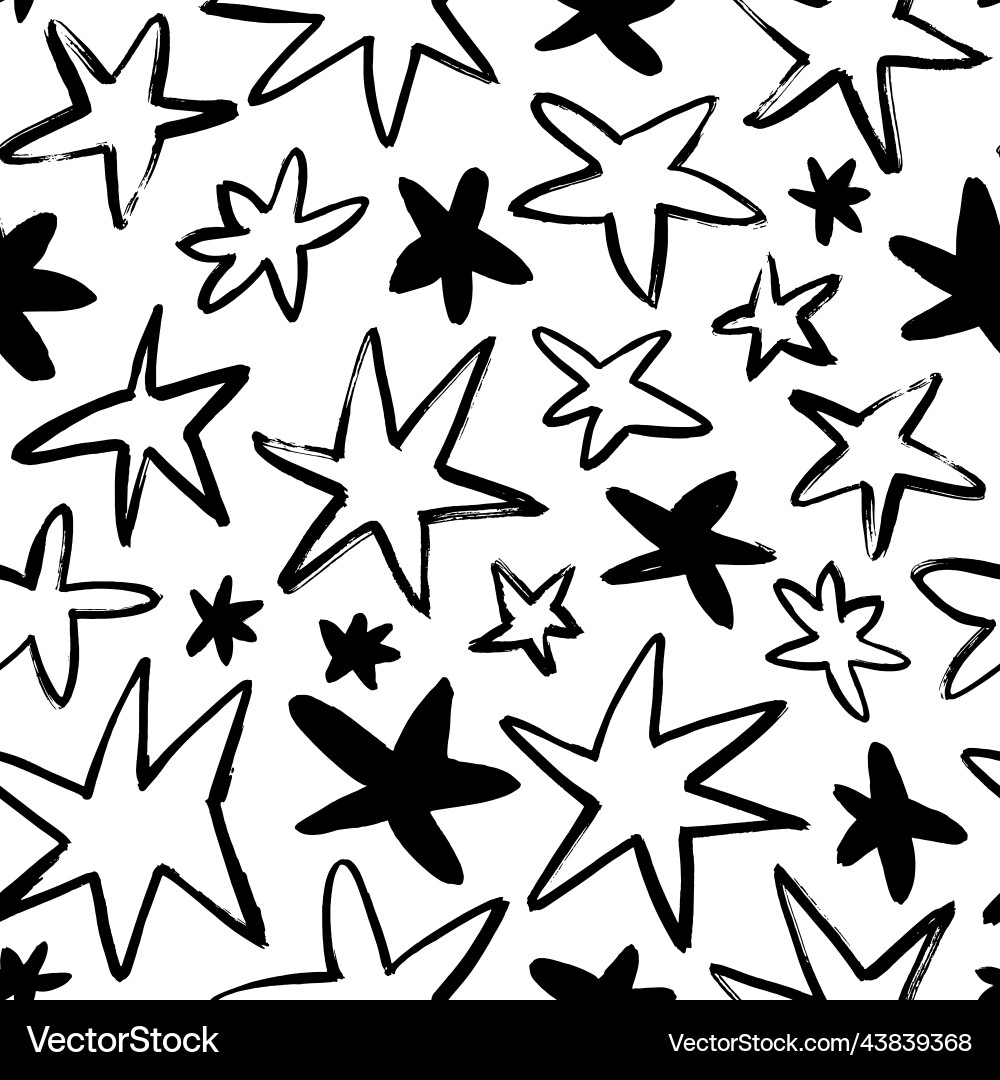 Cartoon stars hand drawn seamless pattern Vector Image