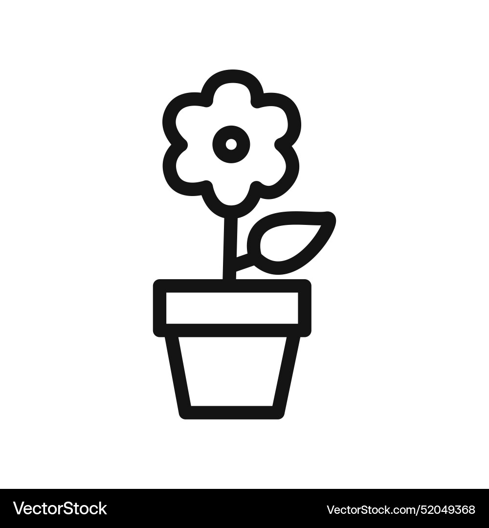 Flower in pot icon linear graphics sign Royalty Free Vector