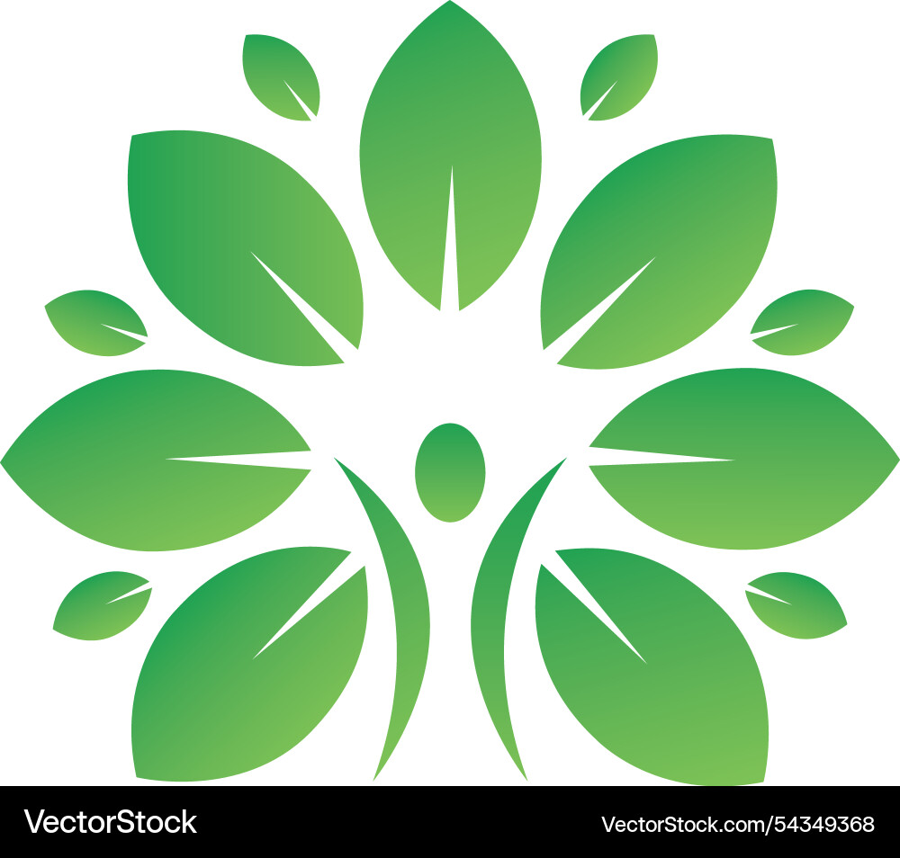 Green leaves star flower logo design leaf vec Vector Image