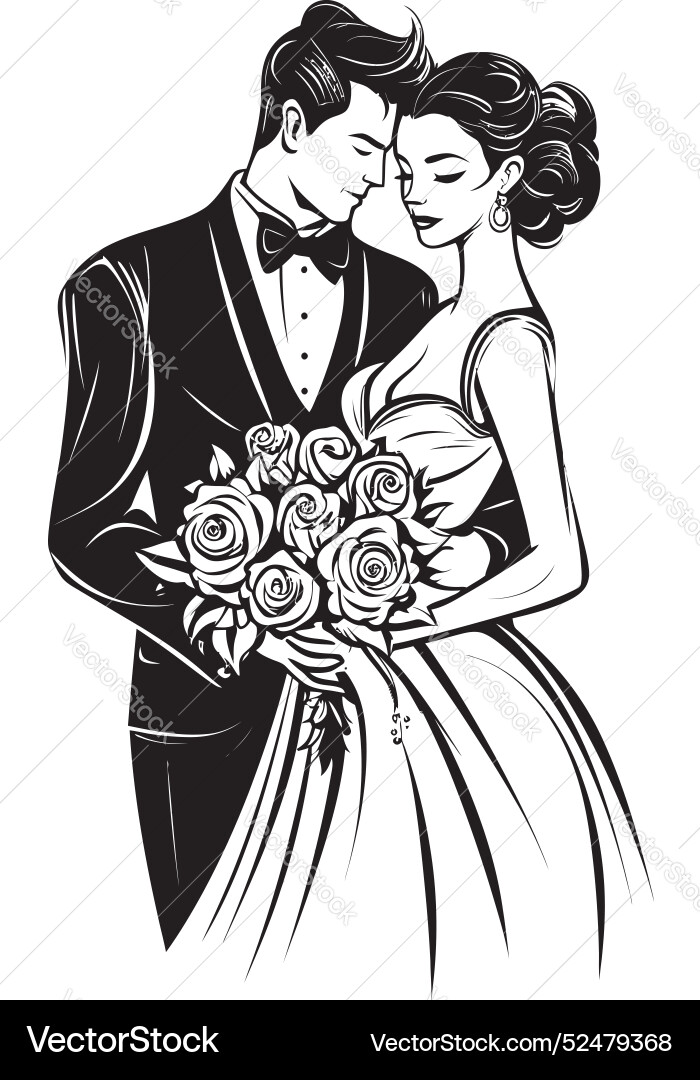 Matrimony mark bride and groom emblem forever Vector Image