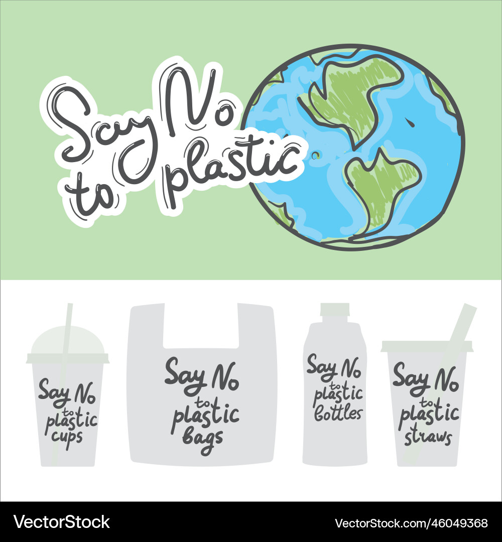 Single Use Logo Say No To Single Use Plastic Living Free Vector Image