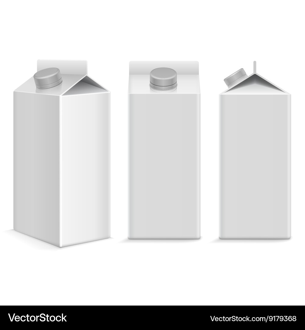 White Carton Packaging - Milk & Juice Vector Image