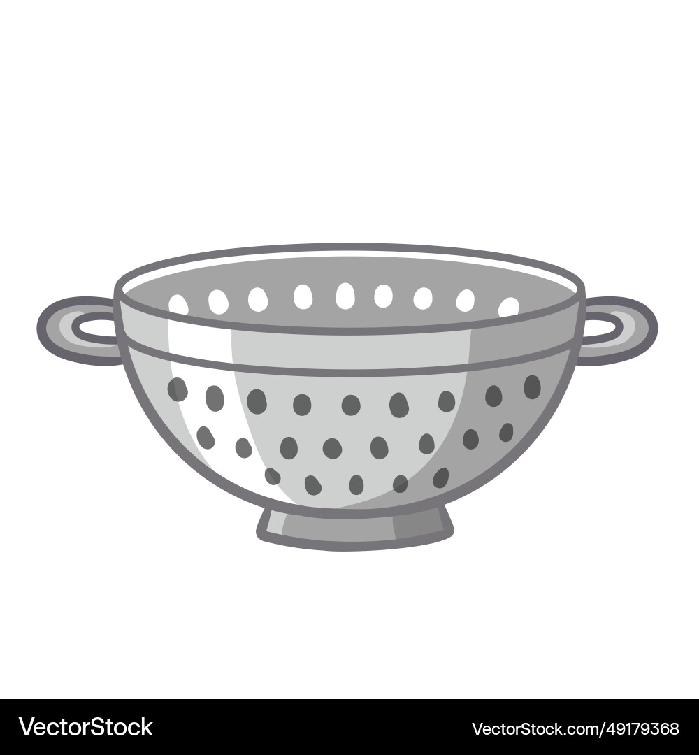 With colander in cartoon style Royalty Free Vector Image