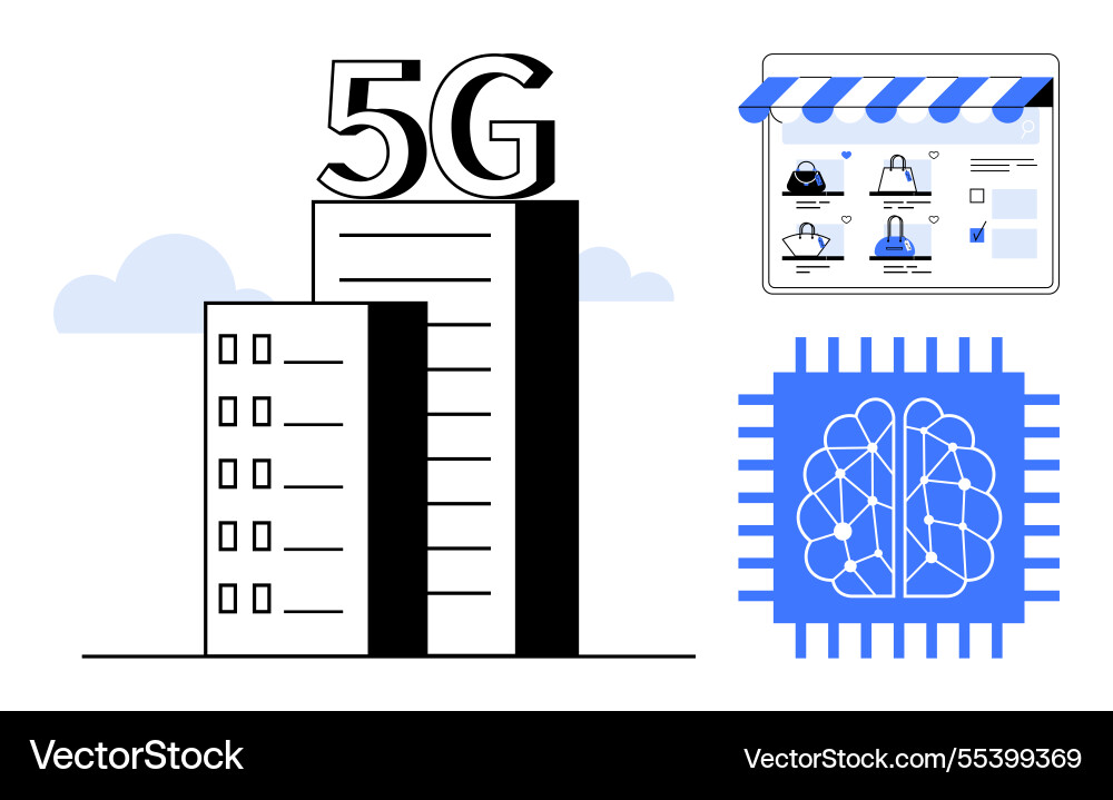5g connectivity with ai brain chip and online Vector Image
