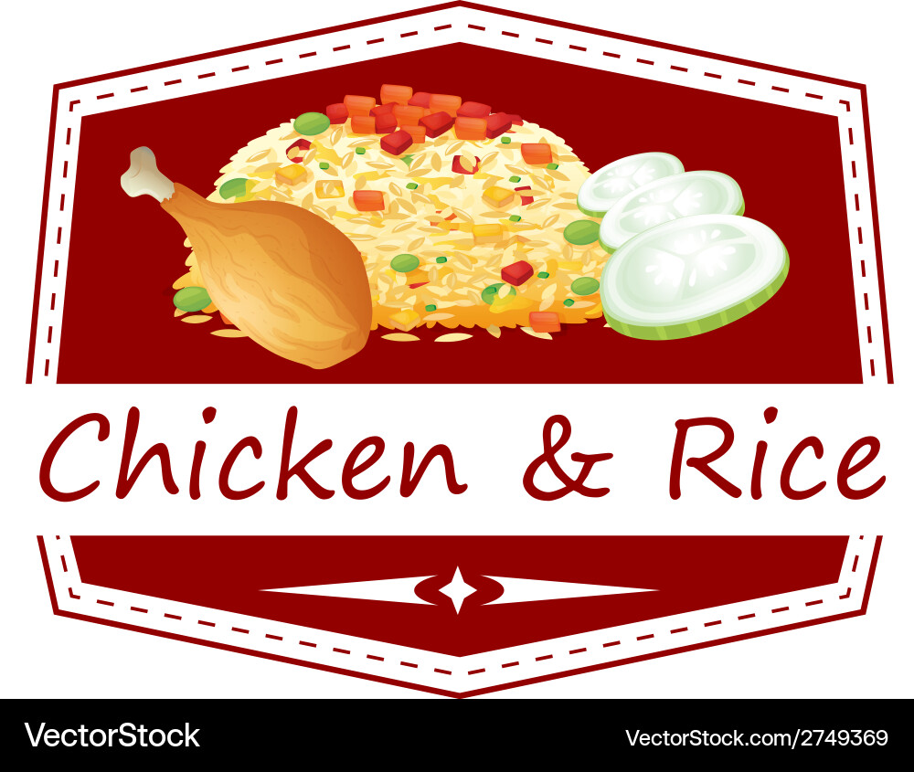 A food with chicken and rice label Royalty Free Vector Image