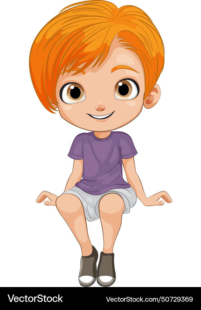 A happy young boy sitting Royalty Free Vector Image
