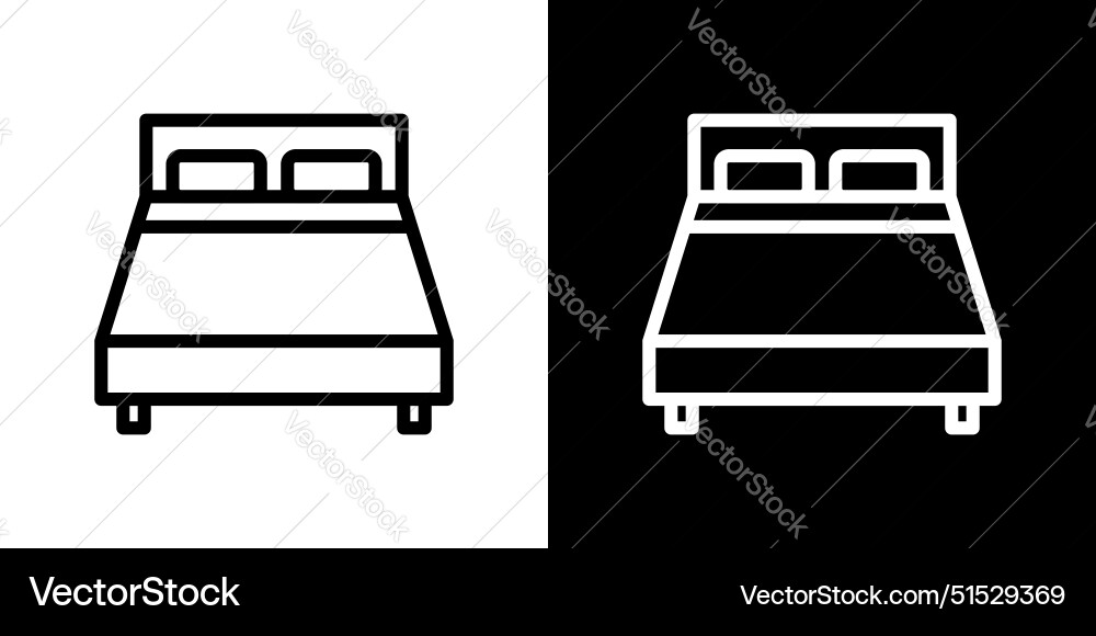 Bed icon set bedroom or hotel double symbol Vector Image