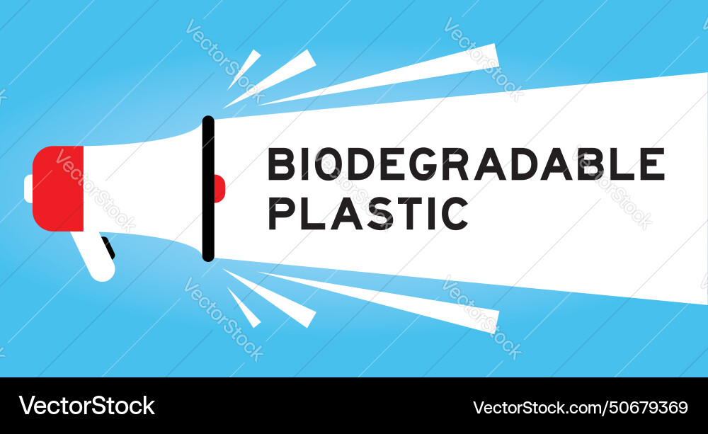 Color megaphone icon with word biodegradable Vector Image