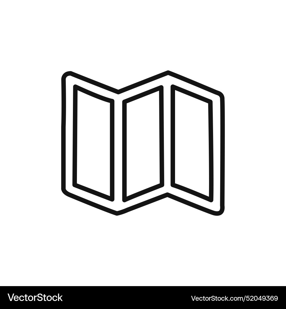 Folded paper icon linear graphics sign Royalty Free Vector