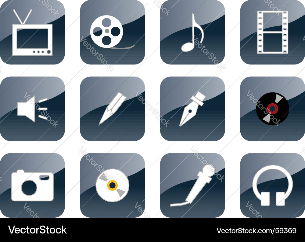 Glossy buttons with media signs Royalty Free Vector Image