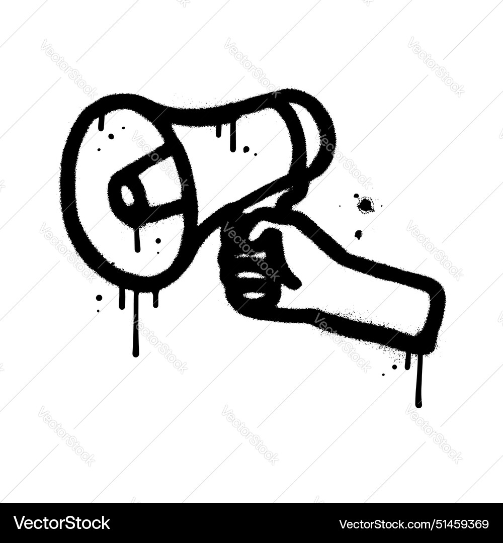 Hand holding megaphone in spray painted graffiti Vector Image