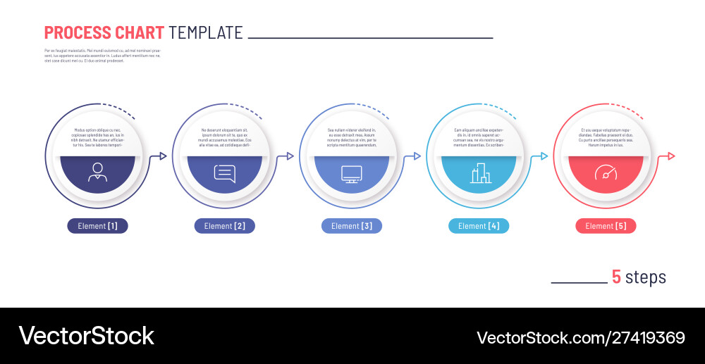 Infographic process chart template five Royalty Free Vector