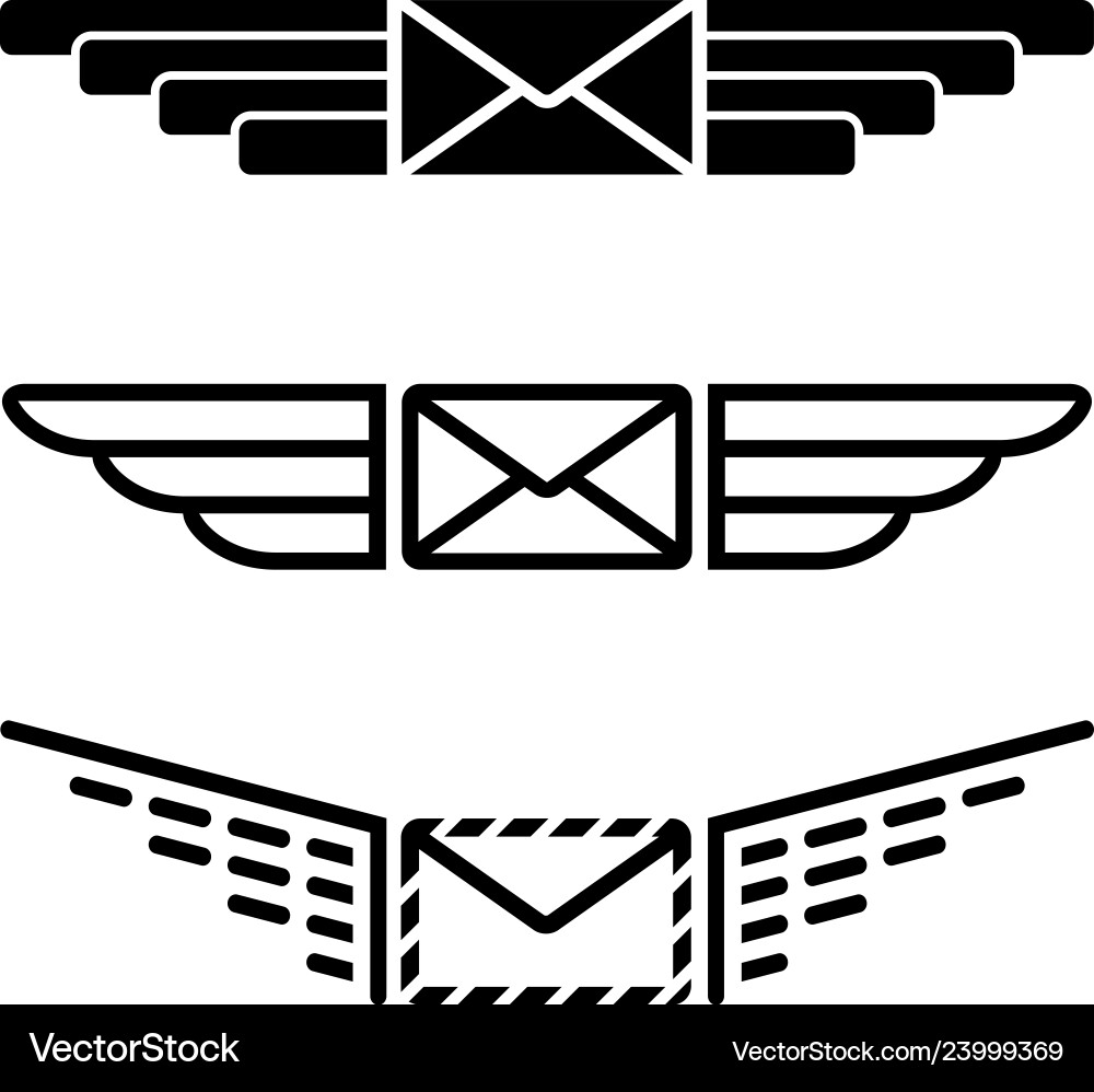Mail envelope with airplane wing Royalty Free Vector Image