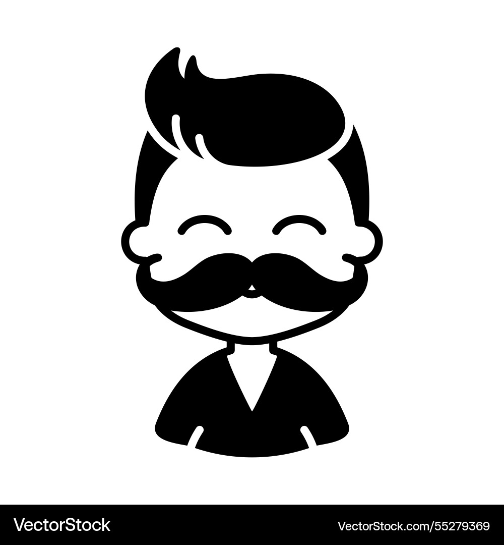 Man boy with mustache avatar icon Royalty Free Vector Image