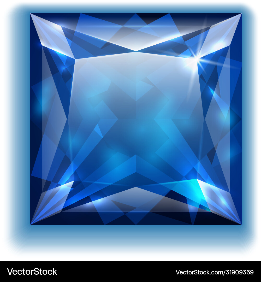 Princess cut sapphire Royalty Free Vector Image