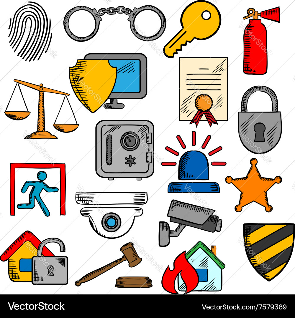 Security safety and protection icons Royalty Free Vector