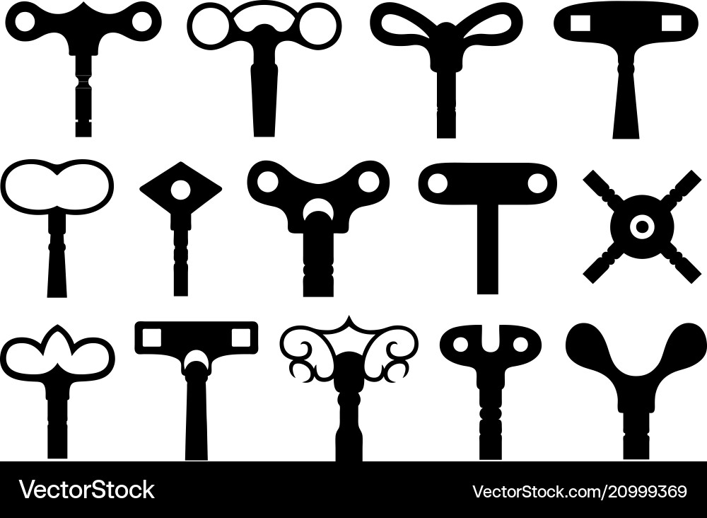 Set of different wind up keys Royalty Free Vector Image