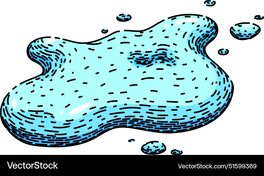 Spill water puddle sketch hand drawn Royalty Free Vector