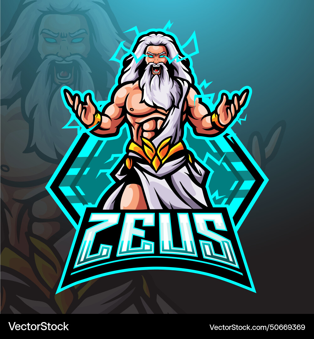 Zeus esport logo mascot design Royalty Free Vector Image