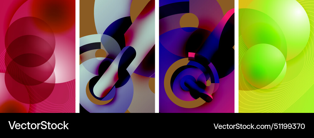 A collage of four different colored abstract Vector Image