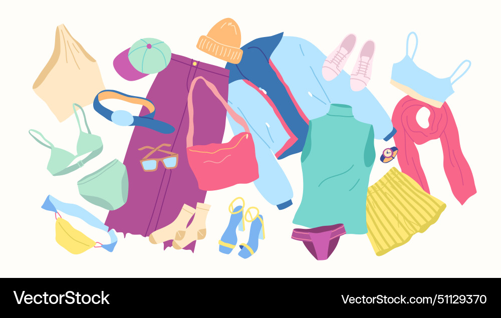 Cartoon clothes female concept Royalty Free Vector Image