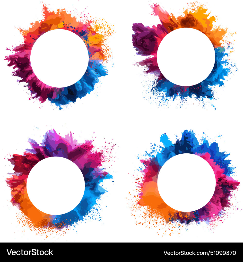 Colored powder explosions cartoon concepts Vector Image