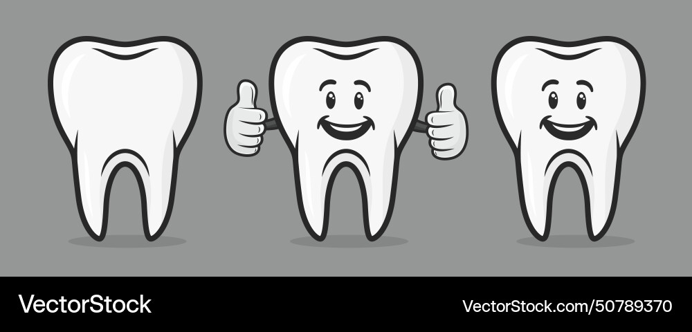 Cute and friendly cartoon tooth character Vector Image