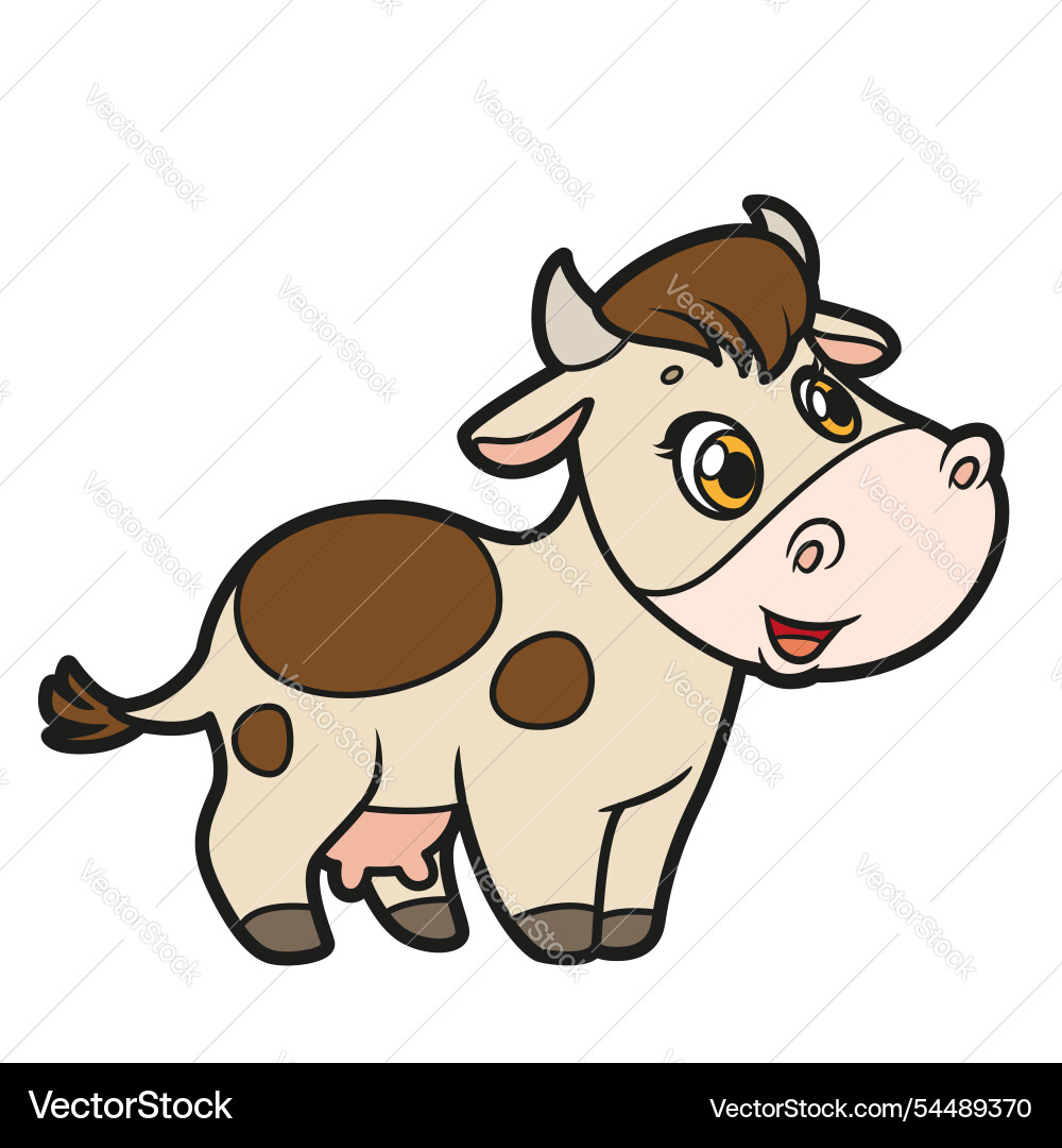 Cute cartoon cow with spots on white background Vector Image