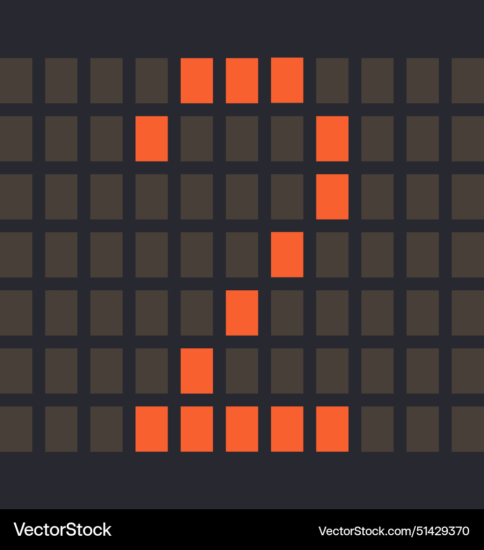 Digital number 2 led orange color and a dark Vector Image