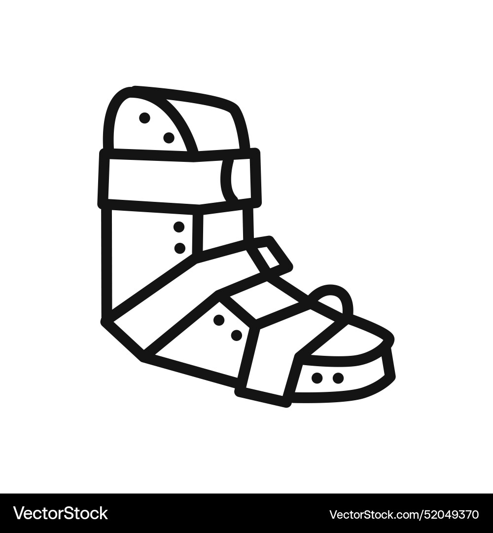 Foot splint icon linear graphics sign Royalty Free Vector
