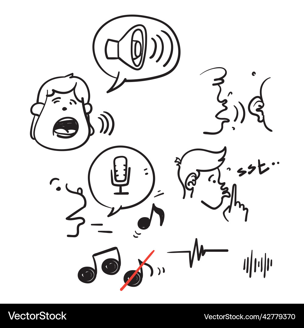 Hand drawn doodle simple set of voice related Vector Image