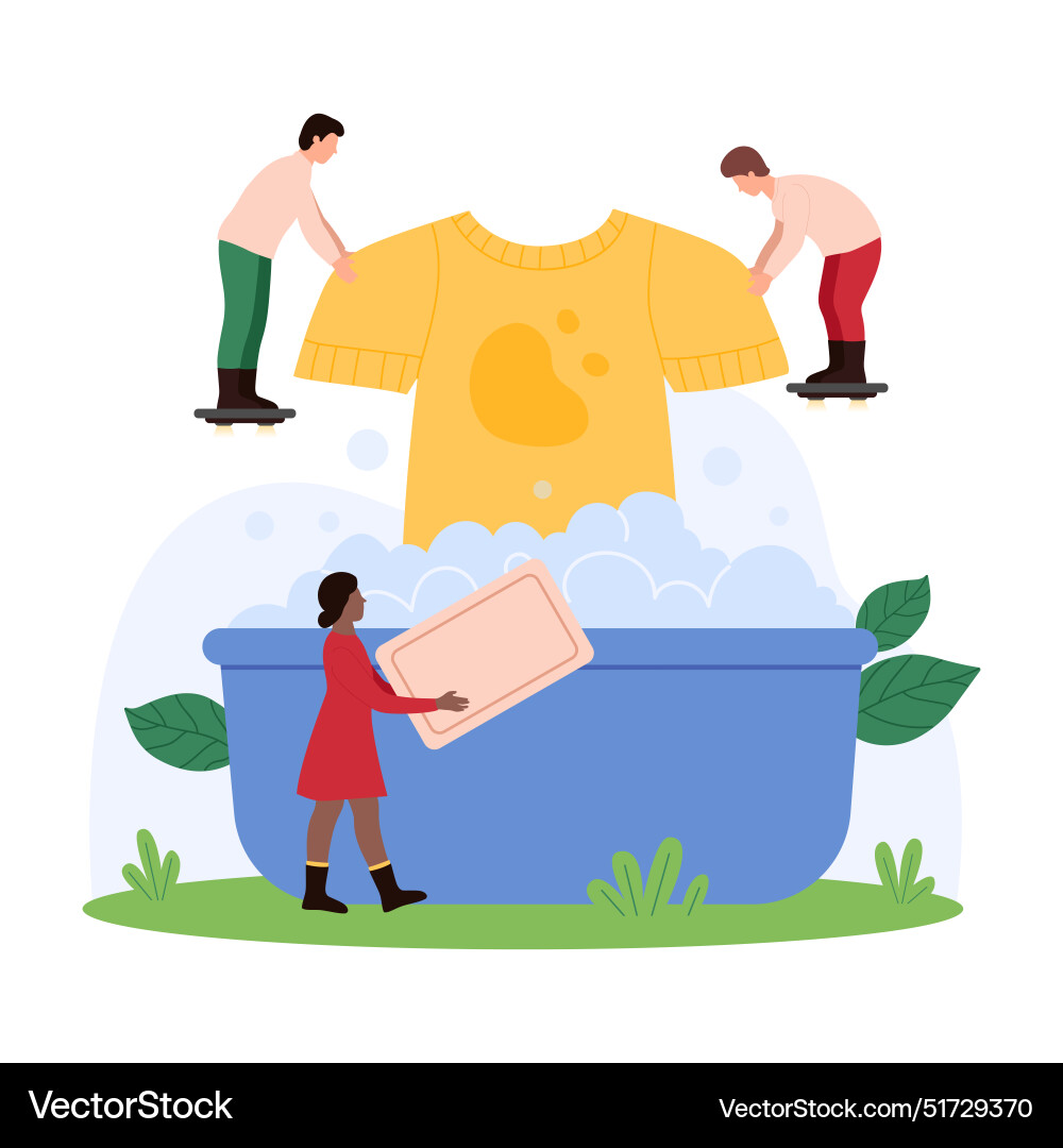 Laundry service process of washing clothes Vector Image