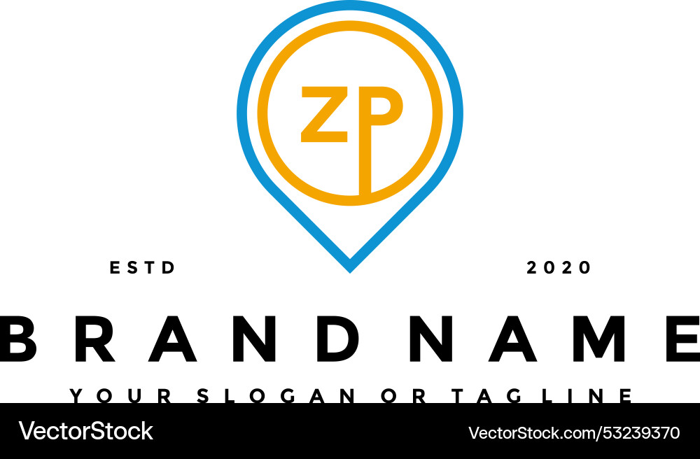 Letter zp pin logo design Royalty Free Vector Image