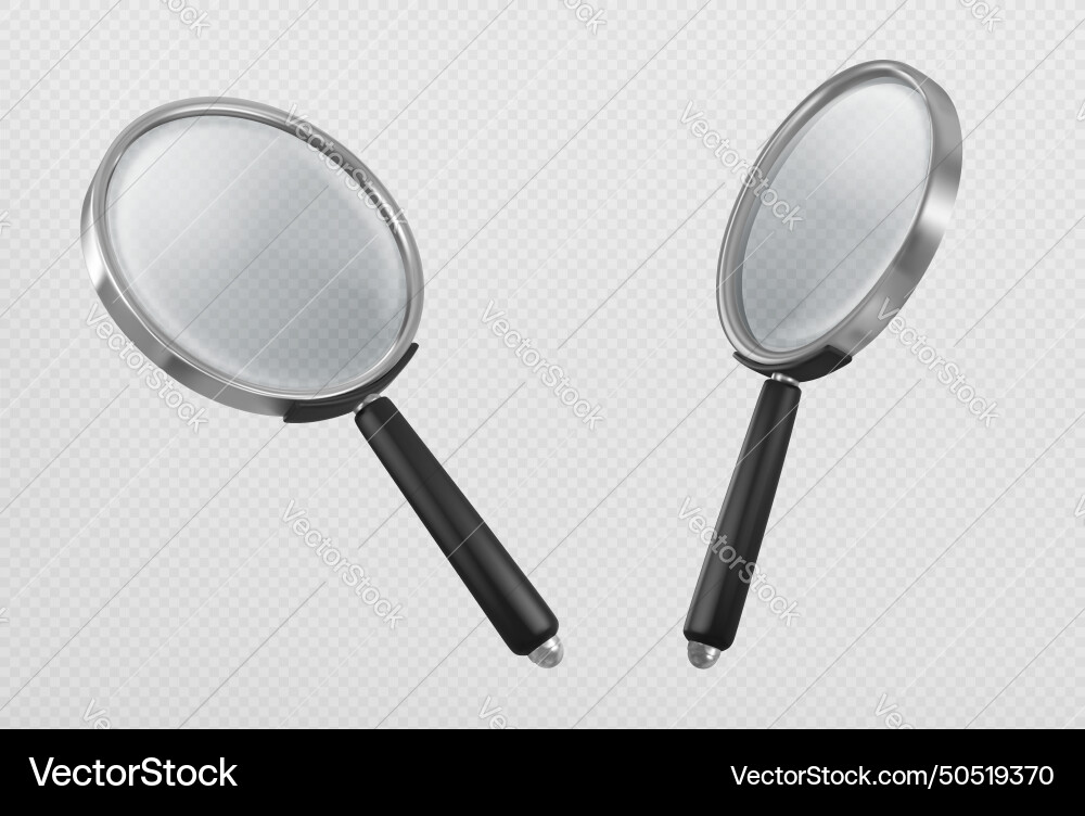 Magnify glass in different view angles Royalty Free Vector