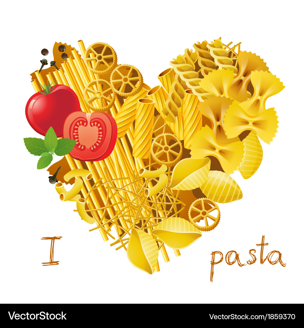 Pasta heart Royalty Free Vector Image - VectorStock