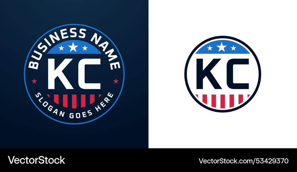 Patriotic kc logo design letter kc logo with Vector Image