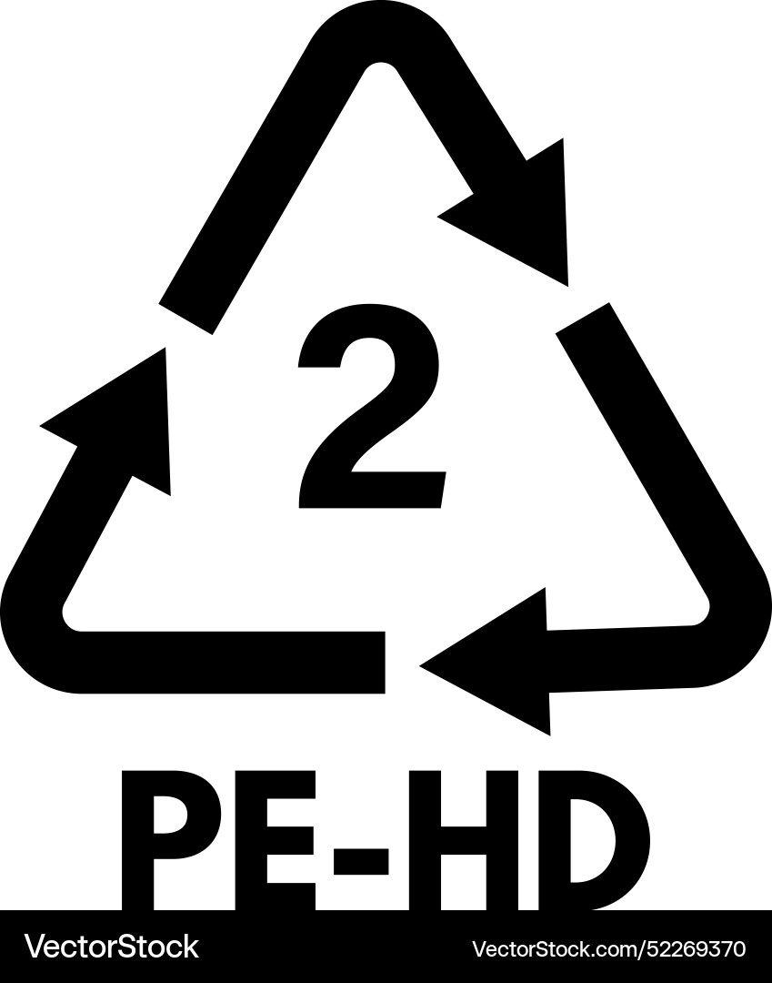 Plastic recycling symbol pe-hd 2 isolated on white