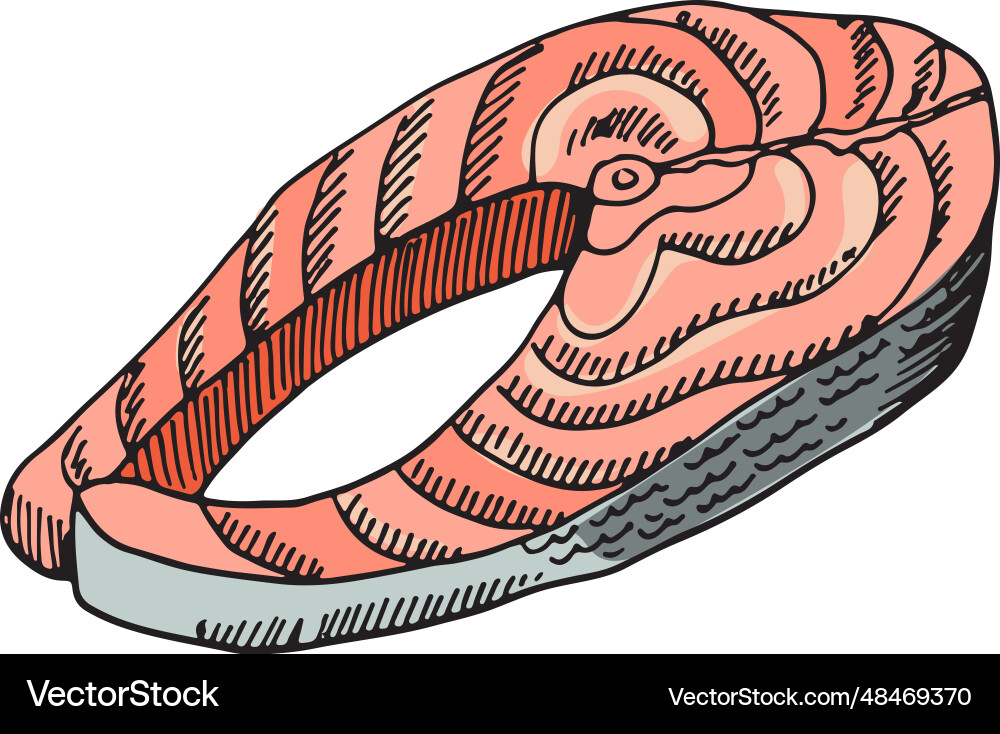 Raw fish cut seafood menu steak Royalty Free Vector Image