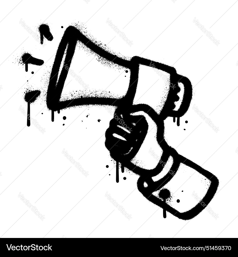Spray painted graffiti megaphone in human hand Vector Image